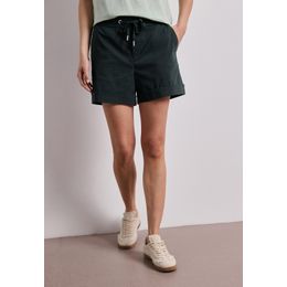 Shorts Street One, Damen, Gr. 42, N-Gr, deep bound gr&uuml;n, Web, Obermaterial: 66% Baumwolle, 30% Polyester, 4% Elasthan, unifarben, bequem ca. Mitte Oberschenkel, Hosen Shorts, unifarben, Casual Fit, elastischer Baumwollmix