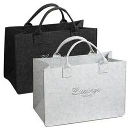 Henkeltasche Kesper "Aufbewahrungstaschen &bdquo;Lieblingstasche&ldquo; im 2-er Set, in Filz-Optik", grau, B:50cm H:25cm T:34cm, Polyester, Taschen, 2 verschiedene Farben, 100% Polyester, 50x25x34 cm