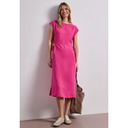 Shirtkleid Street One, Damen, Gr. 40, N-Gr, magenta dream, Web, Obermaterial: 88% Viskose, 12% Polyamid, unifarben, bequem wadenlang, Rundhals, Kleider Shirtkleid, &uuml;berschnittene Schultern, mit Tunnelzug