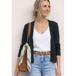 Shirtjacke Street One "Style Nette", Damen, Gr. 38, deep bound gr&uuml;n, Jersey, Obermaterial: 60% Viskose, 40% Polyester, unifarben, klassisch h&uuml;ftlang, V-Ausschnitt, Shirts Shirtjacke, unifarben, offen zu tragen, in Strick-Optik