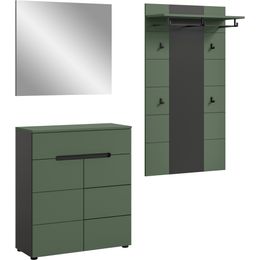 Garderoben-Set Home Affaire "REHAT, TOPSELLER, 3-teilig, Breite 175 cm, individuell erweiterbar", basalt grau, smoke gr&uuml;n, Kastenm&ouml;bel-Sets, Garderobenkombination, Kombination, Set, Flurgarderobe, Diele