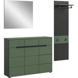 Garderoben-Set Home Affaire "REHAT, TOPSELLER, 3-teilig, Breite 180 cm, individuell erweiterbar", basalt grau, smoke gr&uuml;n, Kastenm&ouml;bel-Sets, Garderobenkombination, Kombination, Set, Flurgarderobe, Diele