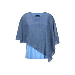 Kurzarmshirt GOLDNER "Kurzgr&ouml;&szlig;e Asymmetrisches Blusenshirt mit Glanzgarn", Damen, Gr. 19, blau, Obermaterial: 100% Polyester PES., figurumspielend, Shirts, Shirt mit asymmetrischen &Uuml;berwurf