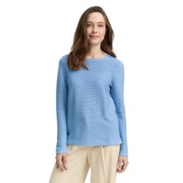 Rundhalspullover Tom Tailor "Regular", Damen, Gr. XXXL(46), light fjor, Strick, Obermaterial: 100% Baumwolle, unifarben, regular fit normal, U-Boot-Ausschnitt, Pullover Rundhalspullover, aus Rippstrick