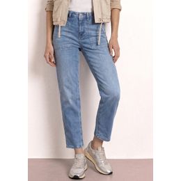 Loose-fit-Jeans Street One, Damen, Gr. 30, L&auml;nge 28, medium blau random washed, Denim/Jeans, Obermaterial: 98% Baumwolle, 2% Elasthan, unifarben, loose fit lang, Jeans, Barrel Leg