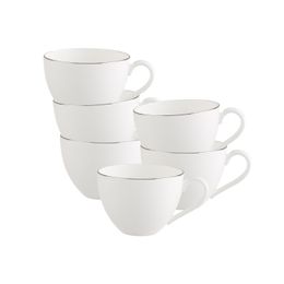 Villeroy & Boch Tasse VILLEROY & BOCH "Kaffeetassen Anmut Platinum No.1 150 ml 6er Set wei&szlig;", wei&szlig;, Porzellan, Trinkgef&auml;&szlig;e, Tasse