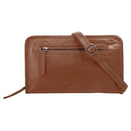 Abendtasche wouwou, Damen, Gr. B/H/T: 22cm x 14cm x 2cm onesize, cognac, Leder, leicht gl&auml;nzend, unifarben, Taschen Abendtasche, echt Leder