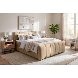 Boxbett OTTO HOME "DORA, Doppelbett inkl. Bettkasten, Federkernbett, Breiten: 160, 180 cm", braun, B:185cm L:220cm, Hartfaserplatte, Kunststoff, Massivholz, Polyester, Spanplatte, Komplettbetten, Boxbett: 5-Z-Taschenfederkern im Unterbau, H&auml;rtegrad 3, inkl. Topper
