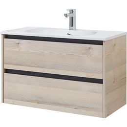 Badm&ouml;bel-Set SAPHIR "Mineralmarmor-Waschisch und Waschtischunterschrank", polar pinie, B:81cm H:53,3cm T:46cm, Holzwerkstoff, Kastenm&ouml;bel-Sets, Badm&ouml;bel-Set