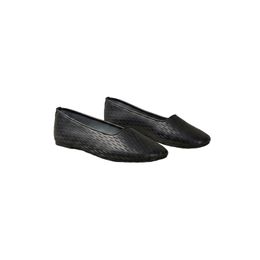 Ballerina Calvin Klein "OBLIQUE BALLERINA CUT LTH", Damen, Gr. 37, schwarz, Leder, unifarben, Schuhe Ballerina, Schlupfschuh, Flats, Loafer mit Textur