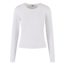 Longsleeve Urban Classics "Urban Classics Ladies Basic Super Slim Longsleeve", Damen, Gr. 4XL, wei&szlig;, 90% Baumwolle, 10% Elasthan, unifarben, slim fit, Rundhals, Shirts