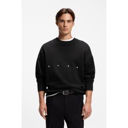 Sweatshirt Hugo "Darislong", Herren, Gr. L, schwarz001, Sweatware, Obermaterial: 100% Baumwolle, unifarben, oversize normal, Rundhals, B&uuml;ndchen, Sweatshirts Sweatshirt, Rundhalsausschnitt, Oversize Fit, gesticker Logoschriftzug