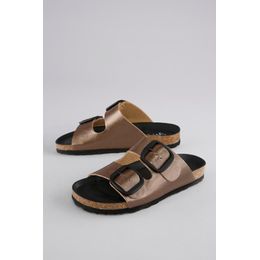 Pantolette ANISTON SHOES, Damen, Gr. 38, bronze, Lederimitat, gl&auml;nzend, Schuhe Pantolette, Clog, Hausschuh, Homeslipper mit verstellbarer Schnalle
