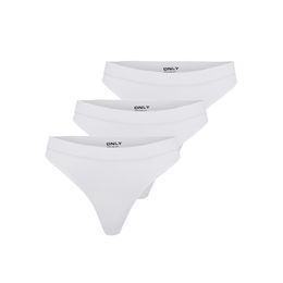 T-String Only "ONLVICKY RIB S-LESS THONG 3-PK NOOS", Damen, Gr. S, 3 Stk., wei&szlig; (hellwei&szlig; pack:x 3), Jersey, Obermaterial: 94% Polyamid, 6% Elasthan, unifarben, Unterhosen