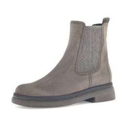 Chelseaboots Gabor, Damen, Gr. 41, beige (taupe), Veloursleder, unifarben, Schuhe Chelseaboots, Blockabsatz, Businessschuh in Komfortweite G