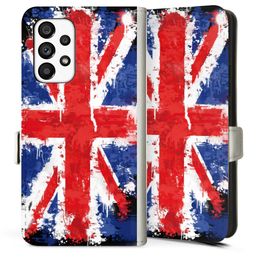 DeinDesign Galaxy A53 5G Handy Klapph&uuml;lle Handyh&uuml;lle aus Kunst Leder wei&szlig; Flip Case Flag Union Jack England Sideflip mit Lasche