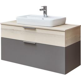 Badm&ouml;bel-Set SAPHIR "2-teilig mit Soft-Close Ausz&uuml;gen", quarzgrau matt, akzent polar pinie, B:101cm H:53cm T:46cm, Holzwerkstoff, Kastenm&ouml;bel-Sets, Badm&ouml;bel-Set