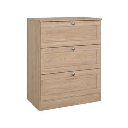 Kommode Home Affaire "Billund, Kommode, mit 3 Schubladen", jackson hickory, B:70,2cm H:88,95cm T:41,5cm, Spanplatte, Sideboards, Kommode, Modernes, elegantes Design und verschiedene Gr&ouml;&szlig;en & Varianten