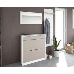borchardt M&ouml;bel Garderoben-Set BORCHARDT M&Ouml;BEL "Oliva, Schuhschrank, Spiegel, Garderobenpaneel", wei&szlig; (wei&szlig;, capuccino), Holzwerkstoff, Kastenm&ouml;bel-Sets