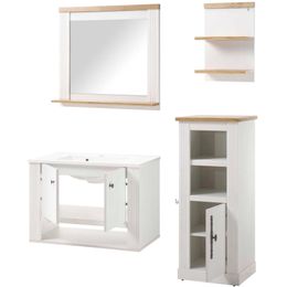 Badm&ouml;bel-Set OTTO HOME "WESTMINSTER, Bad im Landhausstil, 4-teiliges Badezimmer", wei&szlig; (pinie wei&szlig; dekor), B:150cm H:200cm T:46cm, Kastenm&ouml;bel-Sets, Badm&ouml;bel-Set