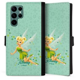 DeinDesign Galaxy S22 Ultra Handy Klapph&uuml;lle Handyh&uuml;lle aus Kunst Leder schwarz Flip Case Tinkerbells Disney Official Licensed Product Sideflip mit langer Lasche