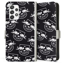 DeinDesign Galaxy A52s 5G Handy Klapph&uuml;lle Handyh&uuml;lle aus Kunst Leder wei&szlig; Flip Case Rb Leipzig Logo Muster Sideflip mit Lasche
