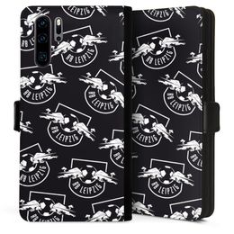 DeinDesign Huawei P30 Pro Handy Klapph&uuml;lle Handyh&uuml;lle aus Kunst Leder schwarz Flip Case Rb Leipzig Logo Muster Sideflip mit langer Lasche