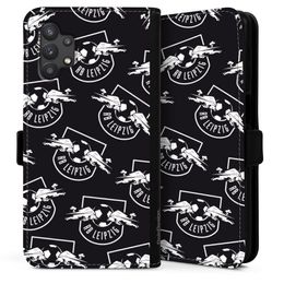 DeinDesign Galaxy A32 5G Handy Klapph&uuml;lle Handyh&uuml;lle aus Kunst Leder schwarz Flip Case Rb Leipzig Logo Muster Sideflip mit langer Lasche