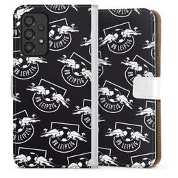 DeinDesign Galaxy A33 5G Handy Klapph&uuml;lle Handyh&uuml;lle aus Kunst Leder wei&szlig; Flip Case Muster Logo Rb Leipzig Sideflip mit Lasche