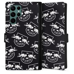 DeinDesign Galaxy S22 Ultra Handy Klapph&uuml;lle Handyh&uuml;lle aus Kunst Leder schwarz Flip Case Rb Leipzig Logo Muster Sideflip mit langer Lasche