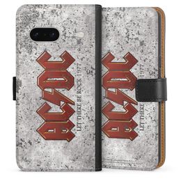 DeinDesign Google Pixel 7 Handy Klapph&uuml;lle Handyh&uuml;lle aus Kunst Leder schwarz Flip Case Merchandise Acdc Logo Sideflip mit langer Lasche