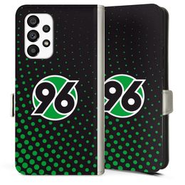 DeinDesign Galaxy A53 5G Handy Klapph&uuml;lle Handyh&uuml;lle aus Kunst Leder wei&szlig; Flip Case Hannover 96 Logo Muster Sideflip mit Lasche