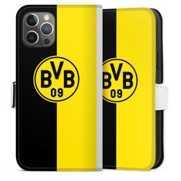 DeinDesign iPhone 12 Pro Handy Klapph&uuml;lle Handyh&uuml;lle aus Kunst Leder wei&szlig; Flip Case Borussia Dortmund Bvb Coat Of Arms Sideflip mit Lasche