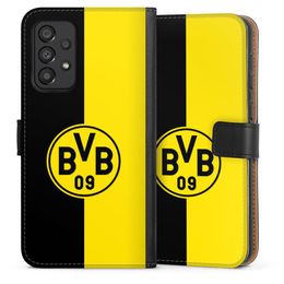DeinDesign Galaxy A33 5G Handy Klapph&uuml;lle Handyh&uuml;lle aus Kunst Leder schwarz Flip Case Coat Of Arms Borussia Dortmund Bvb Sideflip mit langer Lasche