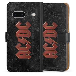 DeinDesign Google Pixel 7 Handy Klapph&uuml;lle Handyh&uuml;lle aus Kunst Leder schwarz Flip Case Acdc Merchandise Logo Sideflip mit langer Lasche