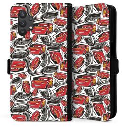DeinDesign Galaxy A32 5G Handy Klapph&uuml;lle Handyh&uuml;lle aus Kunst Leder schwarz Flip Case Disney Pixar Lightning Mcqueen 95 Cars Sideflip mit langer Lasche
