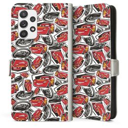 DeinDesign Galaxy A52s 5G Handy Klapph&uuml;lle Handyh&uuml;lle aus Kunst Leder wei&szlig; Flip Case Cars Lightning Mcqueen 95 Disney Pixar Sideflip mit Lasche