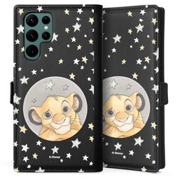 DeinDesign Galaxy S22 Ultra Handy Klapph&uuml;lle Handyh&uuml;lle aus Kunst Leder schwarz Flip Case Simba Lion King Disney Sideflip mit langer Lasche