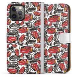DeinDesign iPhone 12 Pro Max Handy Klapph&uuml;lle Handyh&uuml;lle aus Kunst Leder wei&szlig; Flip Case Cars Lightning Mcqueen 95 Disney Pixar Sideflip mit Lasche