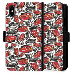 DeinDesign iPhone X Handy Klapph&uuml;lle Handyh&uuml;lle aus Kunst Leder schwarz Flip Case Cars Lightning Mcqueen 95 Disney Pixar Sideflip mit langer Lasche