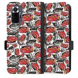 DeinDesign Xiaomi Redmi Note 10 Pro Handy Klapph&uuml;lle Handyh&uuml;lle aus Kunst Leder schwarz Flip Case Cars Lightning Mcqueen 95 Disney Pixar Sideflip mit langer 