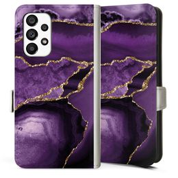 DeinDesign Galaxy A53 5G Handy Klapph&uuml;lle Handyh&uuml;lle aus Kunst Leder wei&szlig; Flip Case Pink Marble Glitzer Sideflip mit Lasche