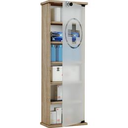 Mid.you Medizinschrank VCM Gusal Xxl, Sonoma Eiche, Glas, Holzwerkstoff, 5 F&auml;cher, 31x92x18 cm, Badezimmer, Badezimmerschr&auml;nke, Medizinschr&auml;nke