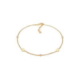 Fu&szlig;kette Elli "Pl&auml;ttchen Basic 925 Silber, mit Kristallen von Swarovski" Gr. 22, gold, Fu&szlig;ketten, Damen, 22cm, Silber 925 (Sterlingsilber)