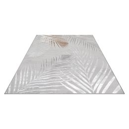 Teppich OTTO HOME "Luvvi", grau, B:200cm H:8mm L:290cm, Polyester, Teppiche, Teppich, Kurzflor, modernes Bl&auml;tter Design, Hoch-Tief-Struktur, Wohnzimmer