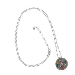 Lange Kette Steuer "Silber Kugel Anh&auml;nger Strass bunt", wei&szlig;, Halsketten, Damen, 80+9cm, Metall, L: 89 B: 2mm, gl&auml;nzend, B:2mm