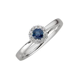 OROLINO Ring Gold 585 mit 12 Brillanten zus. 0,12ct. und Safir blau