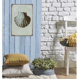 Metallbild queence "Seashell", blau (farbe bild(er): t&uuml;rkis), B:20cm H:30cm, Metall, Stahl, Bilder, Stahlschilder