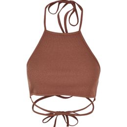 Tanktop Urban Classics "Urban Classics Damen Ladies Rib Trapeze Cropped Top", Damen, Gr. XL, terracotta, 75% Polyester, 20% Viskose, 5% Elasthan, unifarben, slim fit, Tops Tanktop