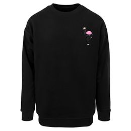 Rundhalspullover Merchcode "Merchcode Flamingo Sweat Crewneck", Herren, Gr. S, schwarz, 65% Baumwolle, 35% Polyester, mehrfarbig, oversize, ohne Ausschnitt, Pullover Rundhalspullover